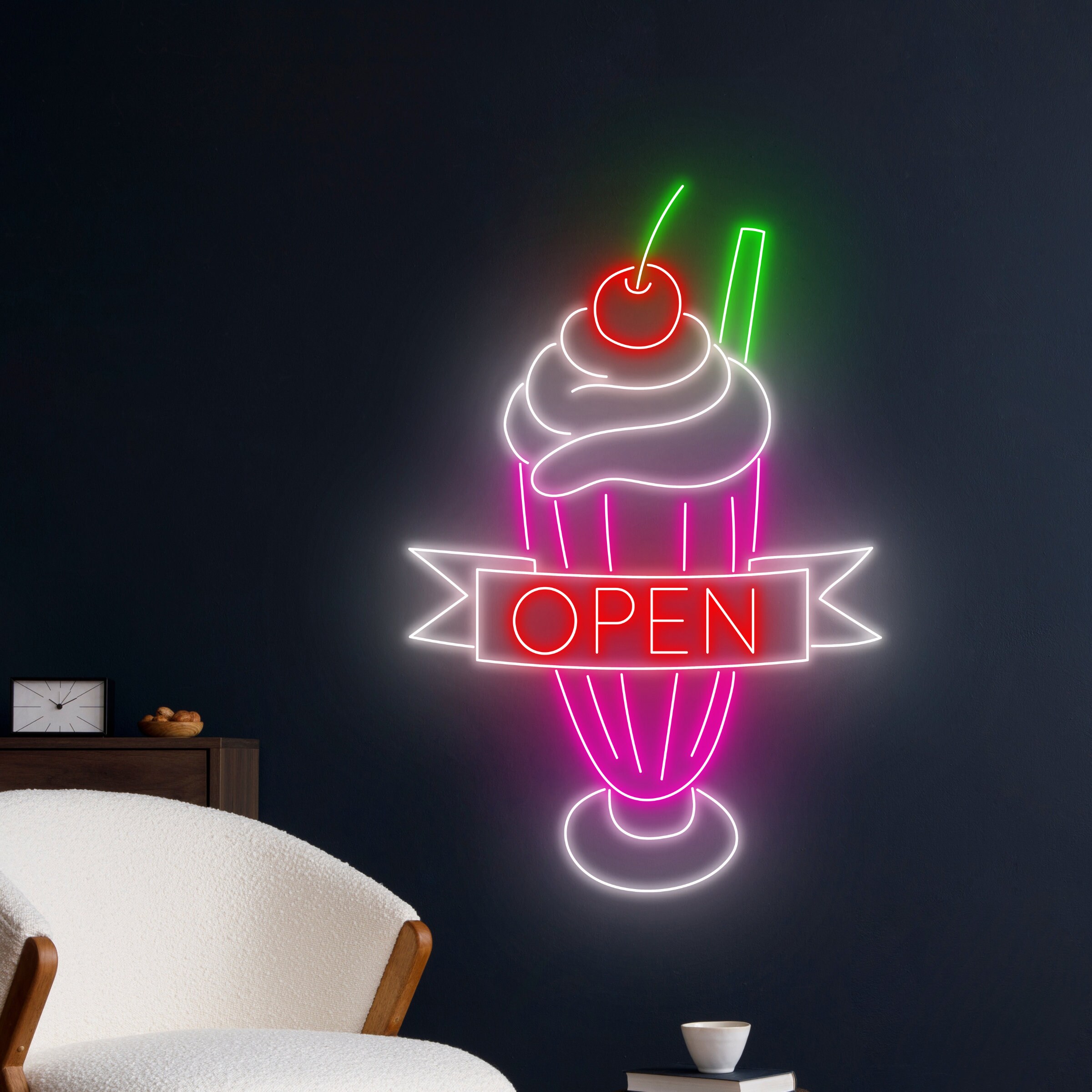 Milkshake Open Neon Led Sign, Open Milkshake Neon Sign, Milkshakes Neon ...
