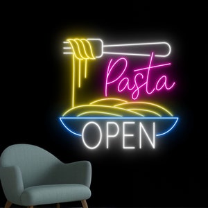 Pasta Open Neon Wall Sign, Spaghetti Led Wall Light, Italy Noodle Led ...