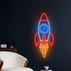 Rocket Neon Sign, Rocket Led Light, Spacecraft Led Sign, Spaceship Neon ...