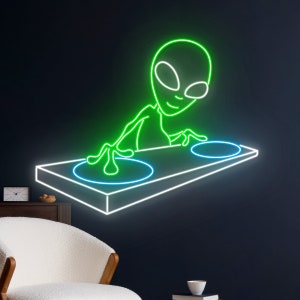 Alien DJ Led Sign, Alien DJ Neon Light, Swag Alien Neon Sign, Cool ...