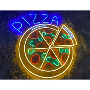Custom Pizza Neon Sign, Pizza Slices LED Sign, Personalized Pizza Neon ...