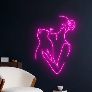 Cat Girl Led Sign, Cat Woman Led Light, Cat Lady Neon Sign, Cat Neon ...
