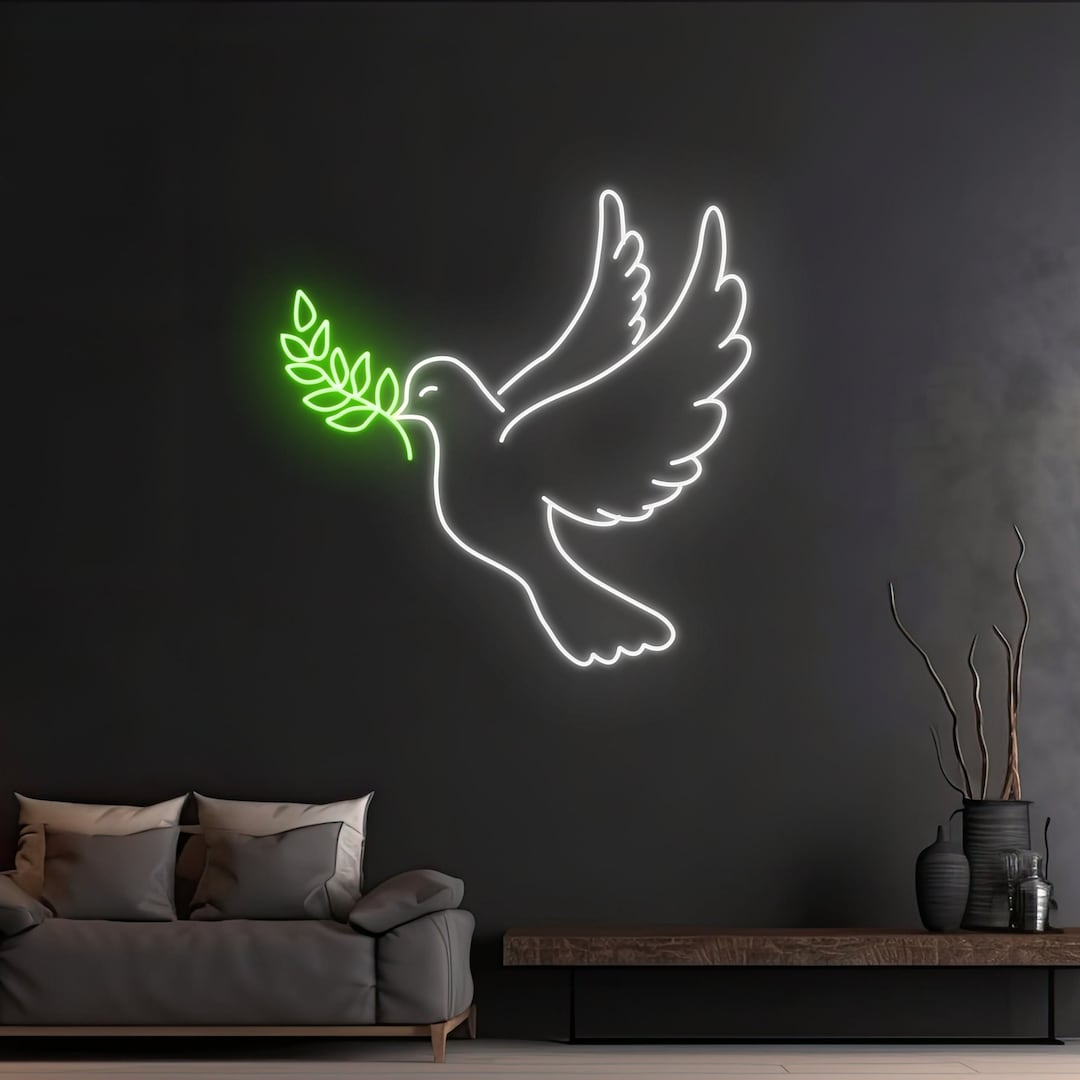Custom Dove Neon Sign, Flying Pigeon LED Light, Peace Bird Neon Light ...