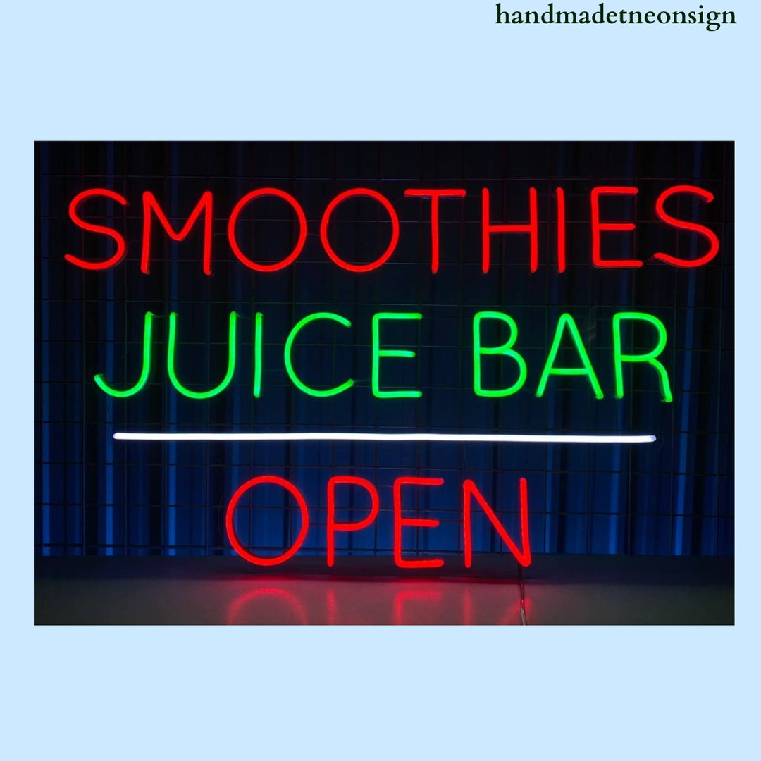 Smoothies Juice Bar Open Neon Wall Sign, Smoothie Led Wall Light, Juice ...