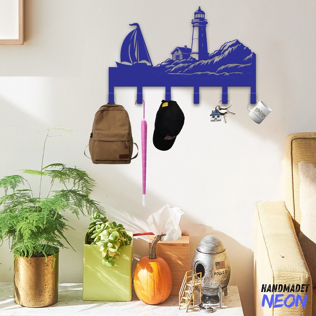 Custom Lighthouse Coat Rack Wall Hanger Sailboat Metal Wall Hooks ...