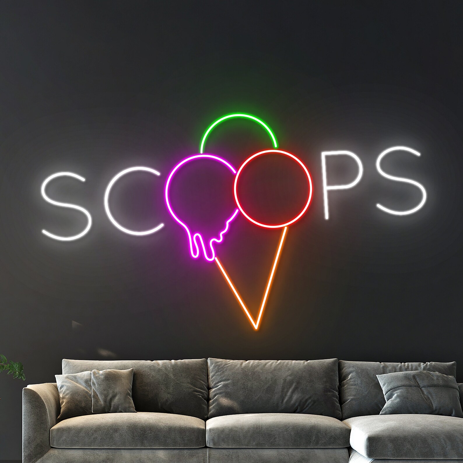 Scoop Ice Cream Neon Sign, Ice Cream Neon Light, Ice Cream Cone LED ...