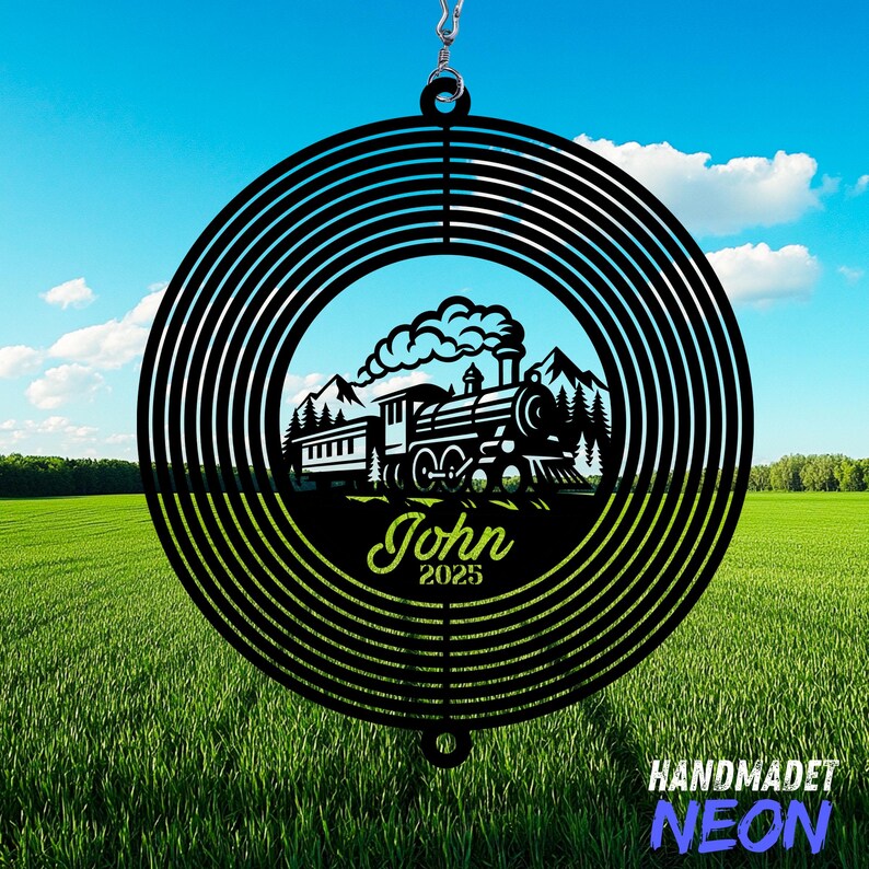 Custom Train Metal Wind Spinner , Personalized Train Wind Spinner With ...