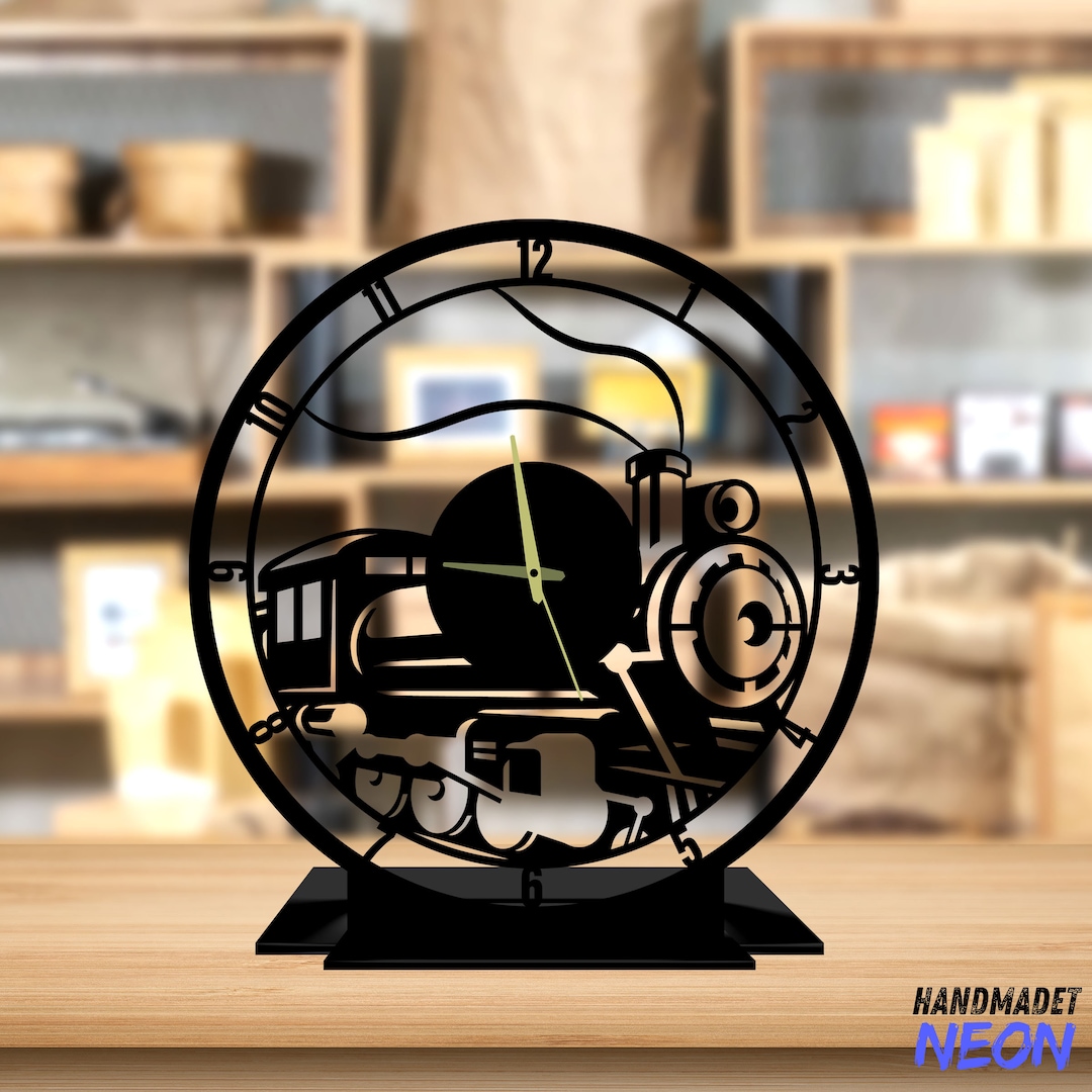 Custom Train Tabletop Metal Clock, Steam Train Office Desktop Clock ...