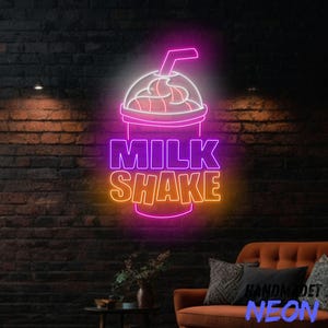 Milkshake Neon Sign, Milkshake Led Sign, Milkshake Neon Light, Drinking ...