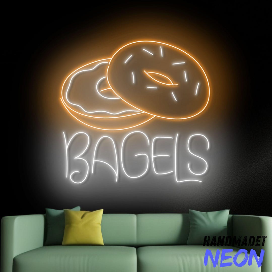 Bagels Neon Sign, Bagels Shop Led Sign, Bagels Cake Open Neon Light ...