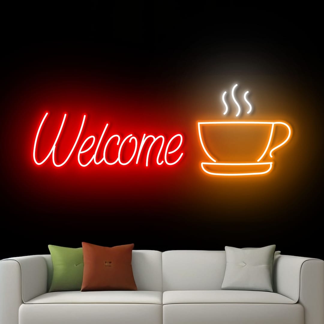 Welcome Coffee Neon Wall Sign, Cafe Cup Led Wall Sign, Drink Neon Wall ...