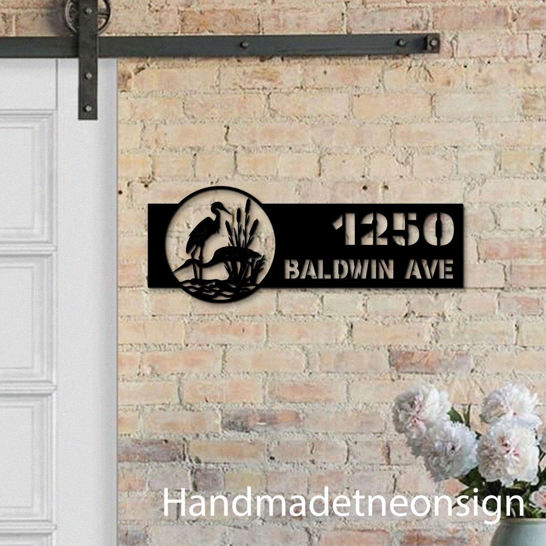 Personalized Stork House Number, Stork Home Number Metal Wall Sign ...