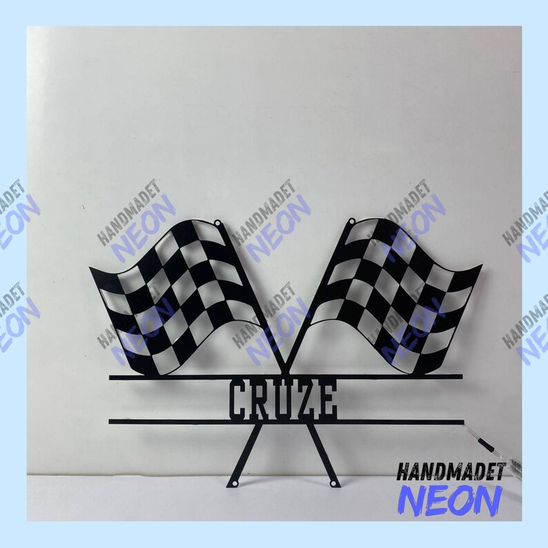 Custom Start Finish Racing Flag Metal Wall Art LED Light - Personalized ...