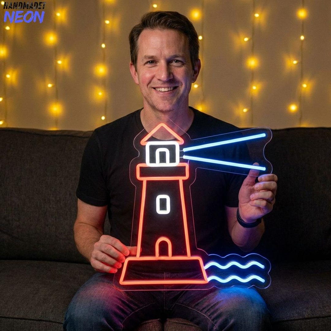 Custom Lighthouse Neon Sign, Nautical Wall Decor, Beach House Led Light ...