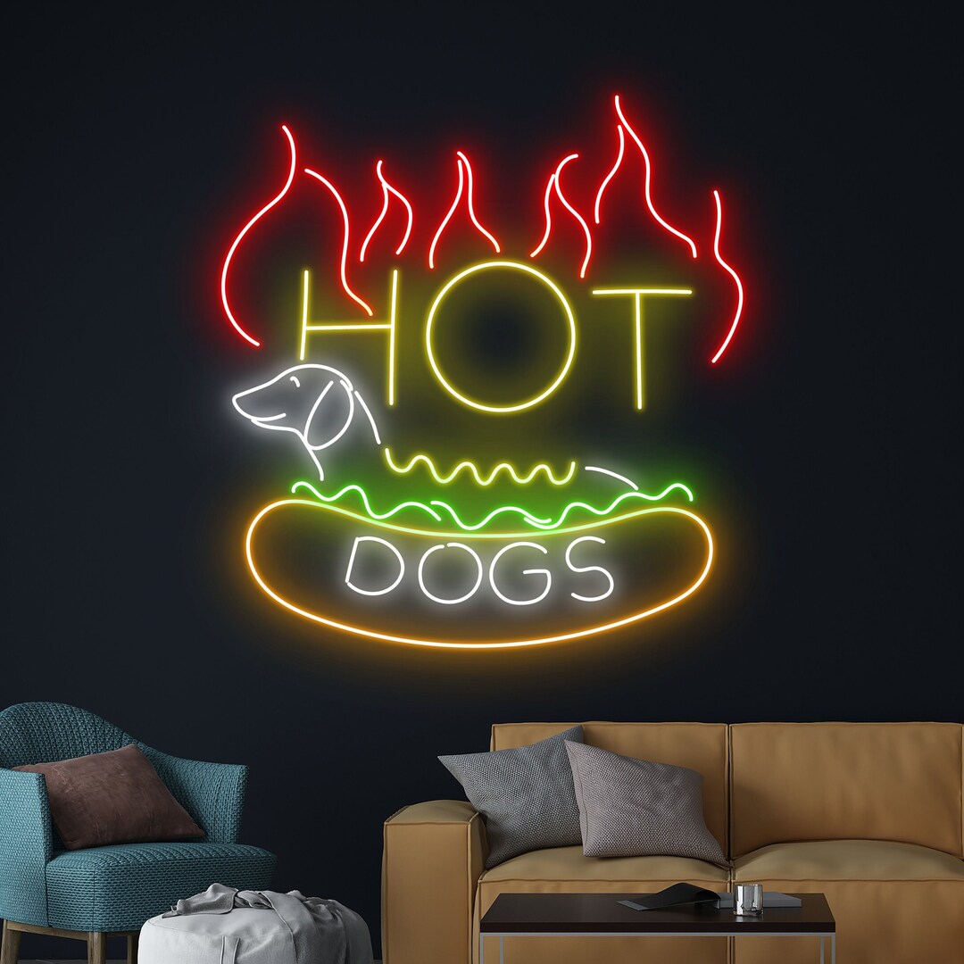 Dachshund Hotdog Neon Light, Hotdog Dachshund Neon Sign, Hot Dog ...