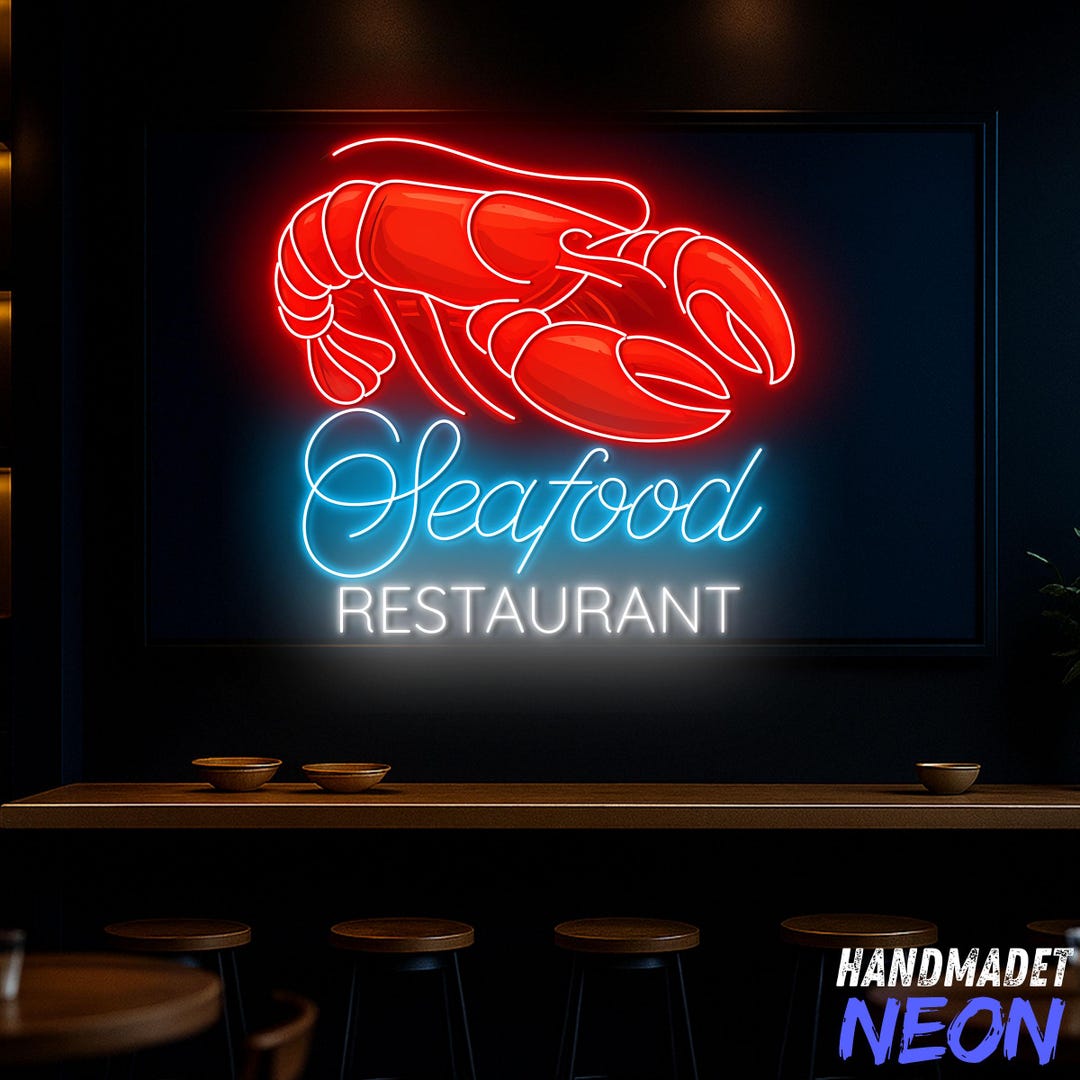 Seafood Restaurant Neon Sign, Lobster Led Light for Restaurant Wall ...
