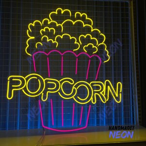 Custom Popcorn Neon Light, Pop Corn Led Light, Movie Theater Neon Sign ...