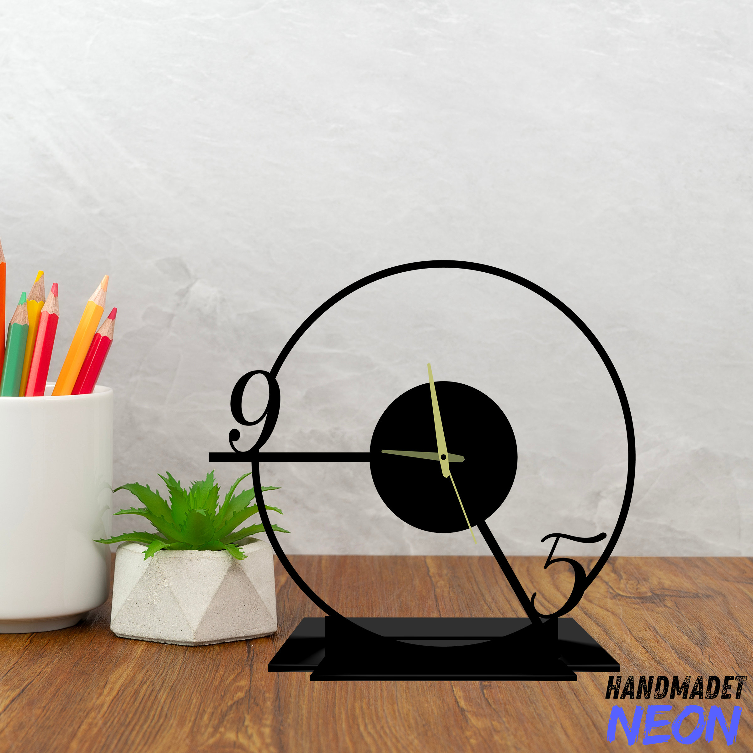 Custom Minimalist Tabletop Metal Clock, Modern Office Desktop Clock ...