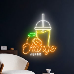 Orange Juice Neon Light, Orange Juice Led Light, Juice Store Led Sign ...
