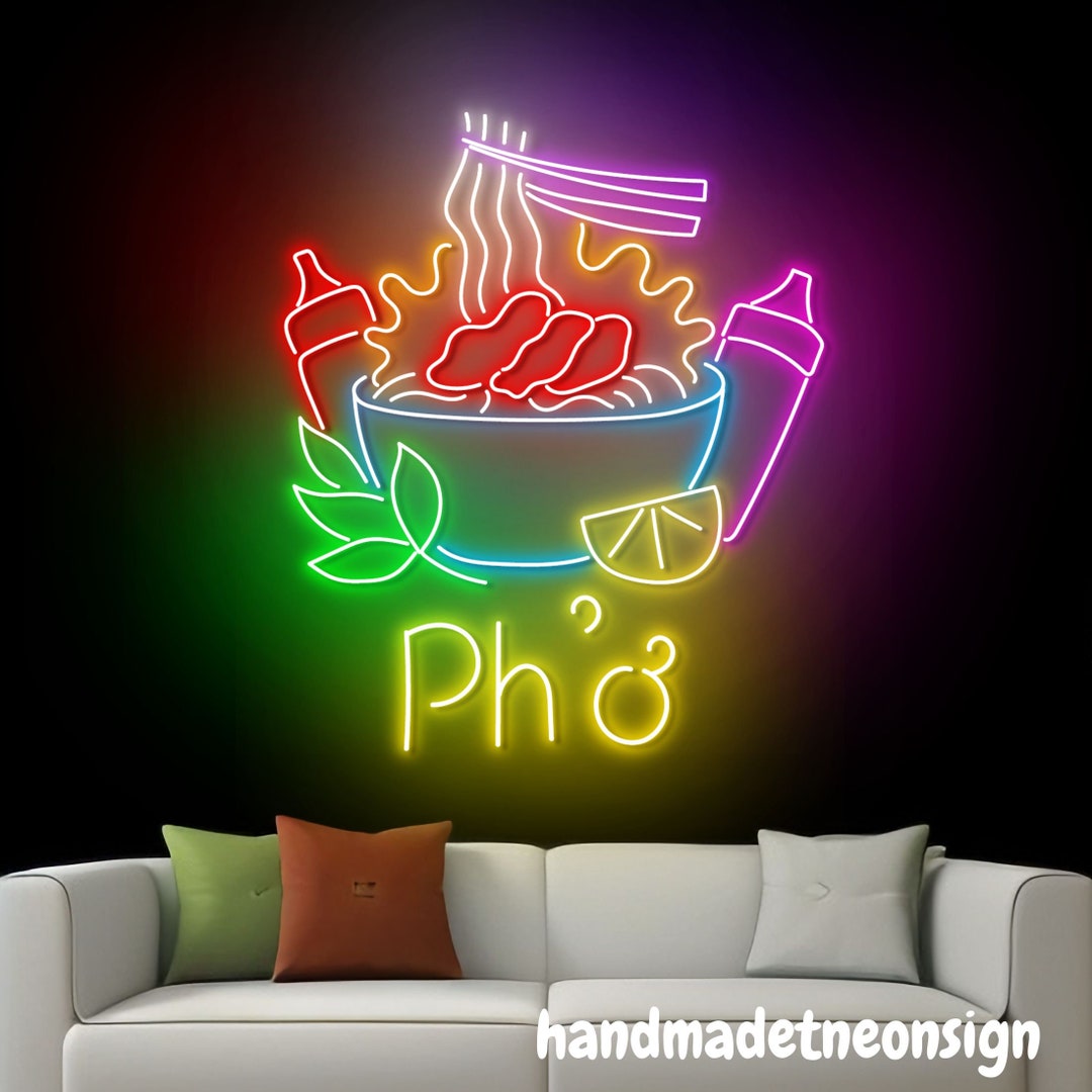 Pho Neon Wall Sign, Pho Bowl Led Wall Light, Vietnamese Noodle Led Wall ...