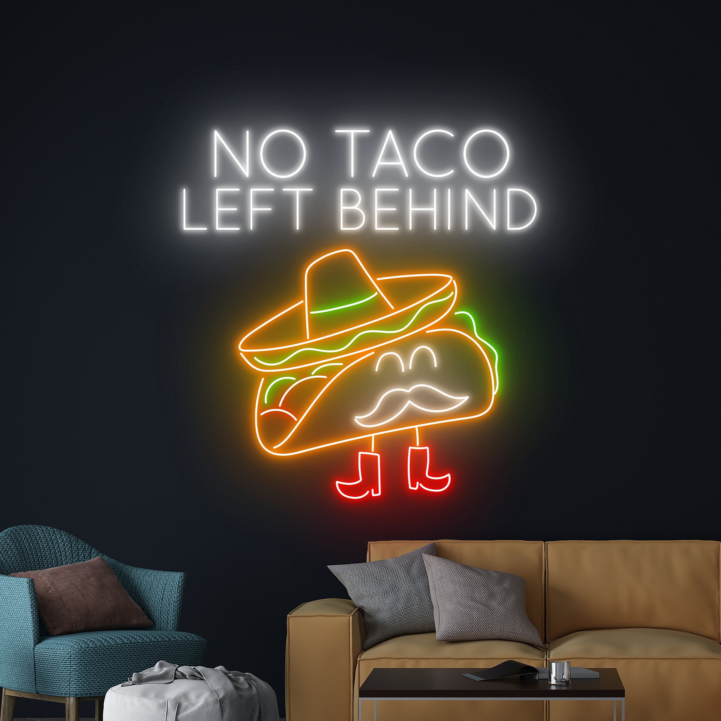 No Taco Left Behind Neon Sign, Tacos Neon Light, Mexican Tacos Led ...