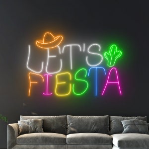 Let's Fiesta Neon Sign, Fiesta Neon Light, Fiesta Led Light, Mexican ...