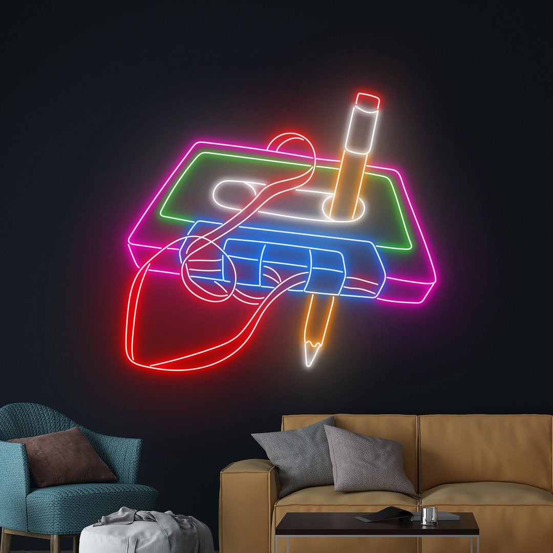 Mixtape Music Tape Cassette Led Sign, Cassette Tape Neon Light, Radio ...