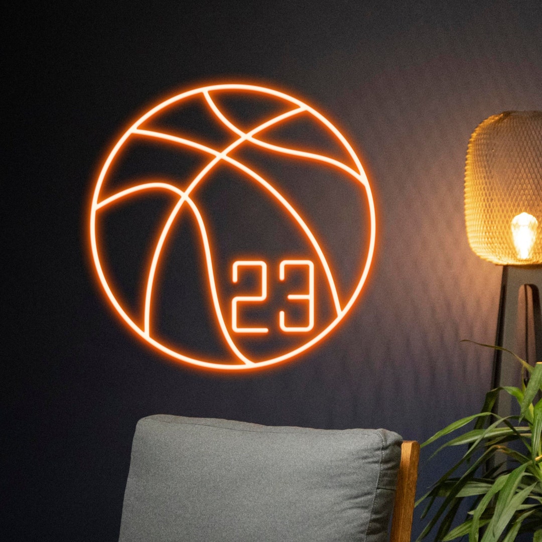 Custom Number Basketball Ball Neon Sign, Basketball Neon Light ...
