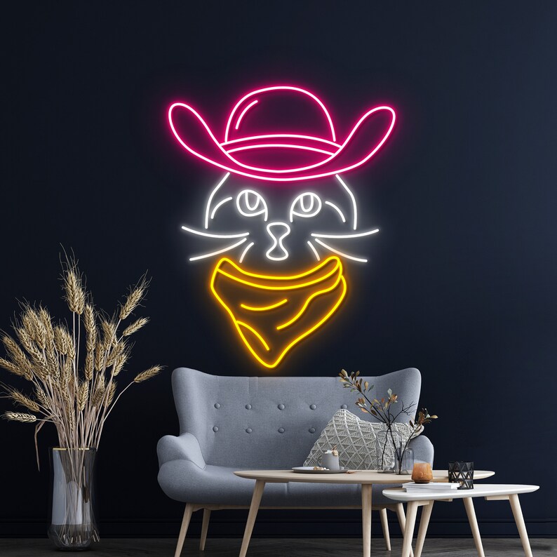 Cowboy Cat Neon Sign Cowboy Cat Led Signs Cowboy Cat Wall - Etsy