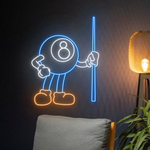 8 Ball Billiards Led Sign, Billiard 8 Ball Neon Sign, Billiards Pool ...