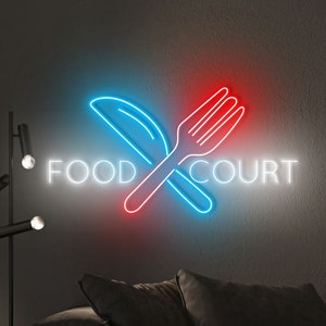 Food Court Neon Wall Sign, Cutlery Neon Wall Light, Diner Led Wall Sign ...