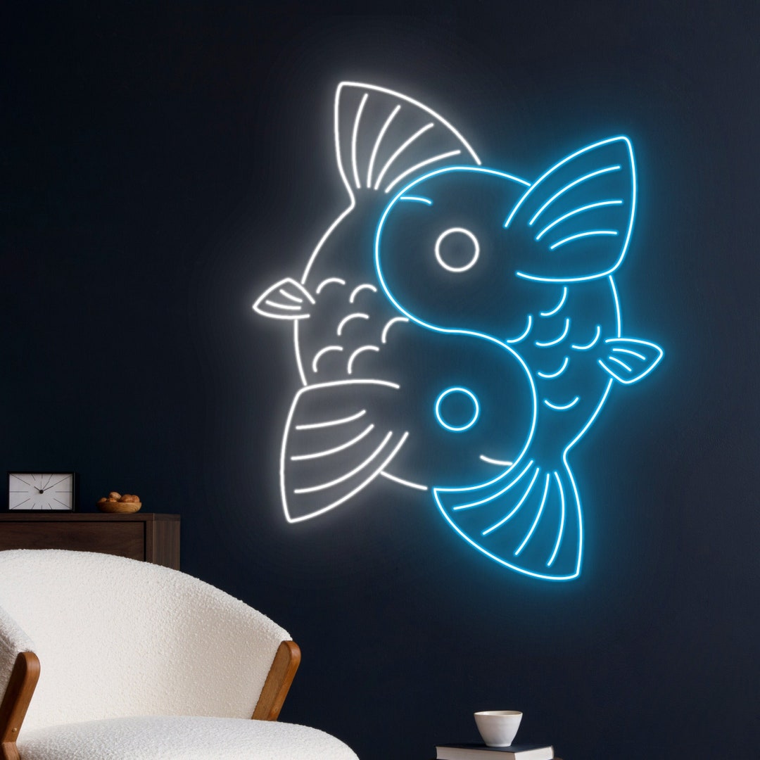 Yin Yang Koi Fish Neon Sign, Yin Yang Koi Fish Led Light, Koi Fish Neon ...