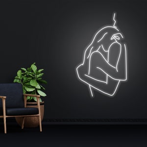 Hugging Couple Custom Neon Sign, One Line Couple Neon Sign Bedroom ...