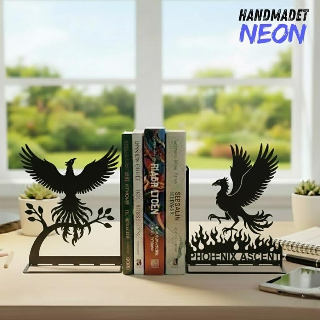 Personalized Phoenix Metal Bookends With Name, Custom Bird Metal Book ...
