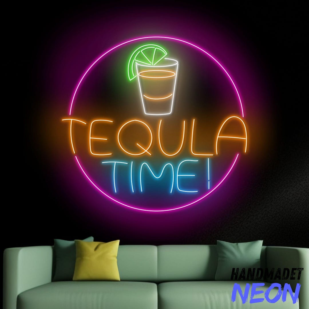 Tequila Time Neon Sign, Tequila Time Led Sign, Tequila Cocktail Led ...