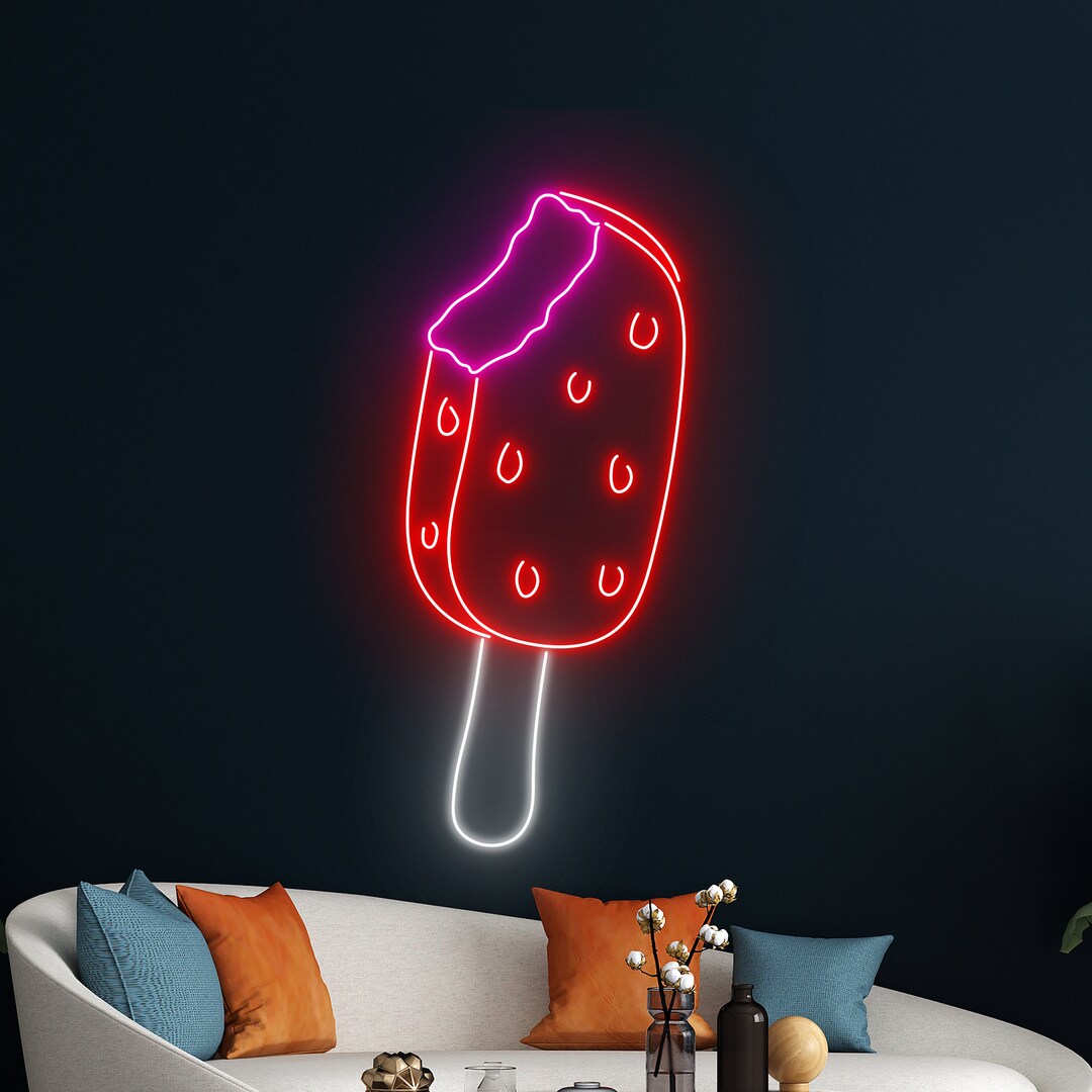 Ice Cream Neon Sign, Melting Ice Cream Neon Light, Ice Cream Stick LED ...