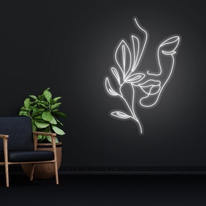 Abstract Woman Face Neon Sign, Line Face Led Sign, Custom Neon Sign ...