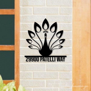 Personalized Peacock Home Number Metal Sign | Custom Peacock Address ...