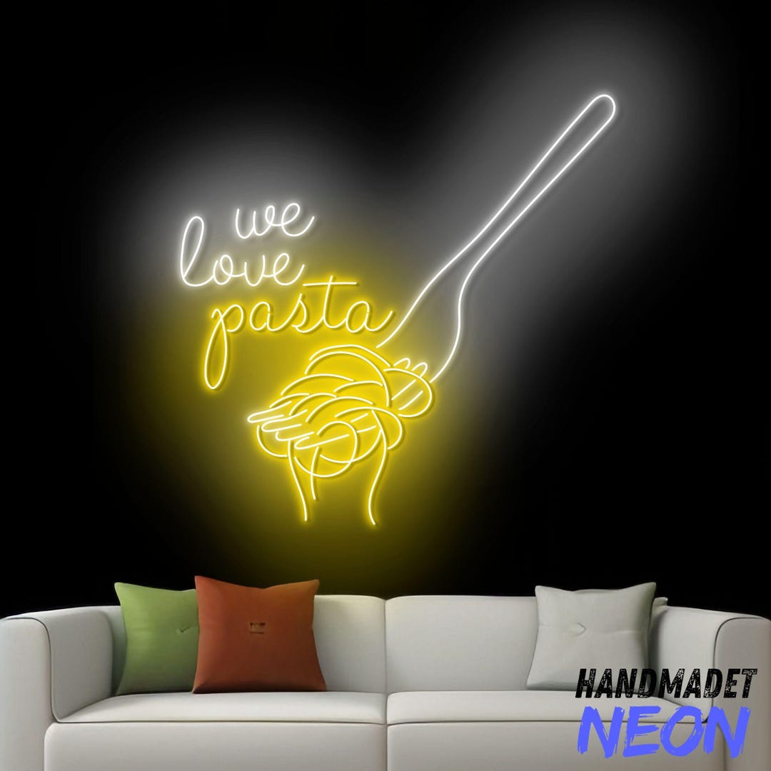 We Love Pasta Neon Sign, Italian Cuisine Led Sign, Spaghetti Led Light ...