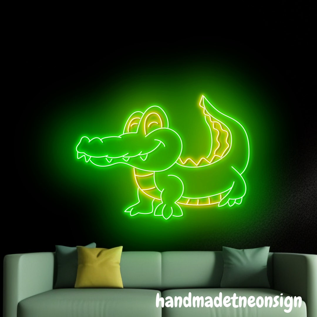 Cute Crocodile Neon Sign, Crocodile Led Sign, Crocodile Led Light ...