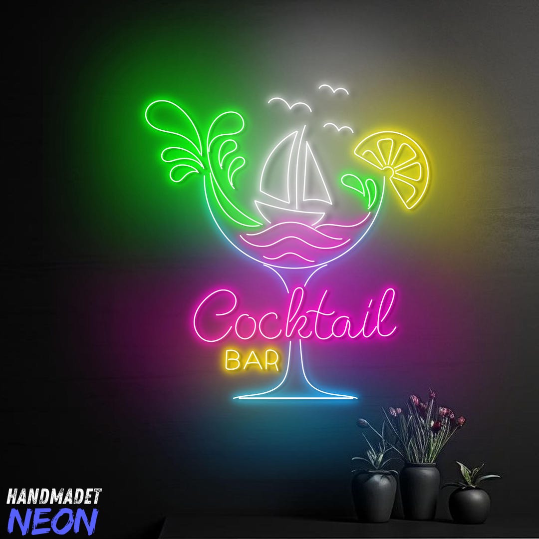 Cocktail Neon Sign for Bar Wall Decor, Cocktail Bar Led Light, Custom ...