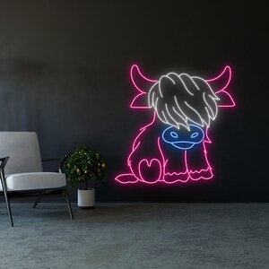Baby Cow Led Sign Highland Cow Neon Sign Wall Decor Baby - Etsy