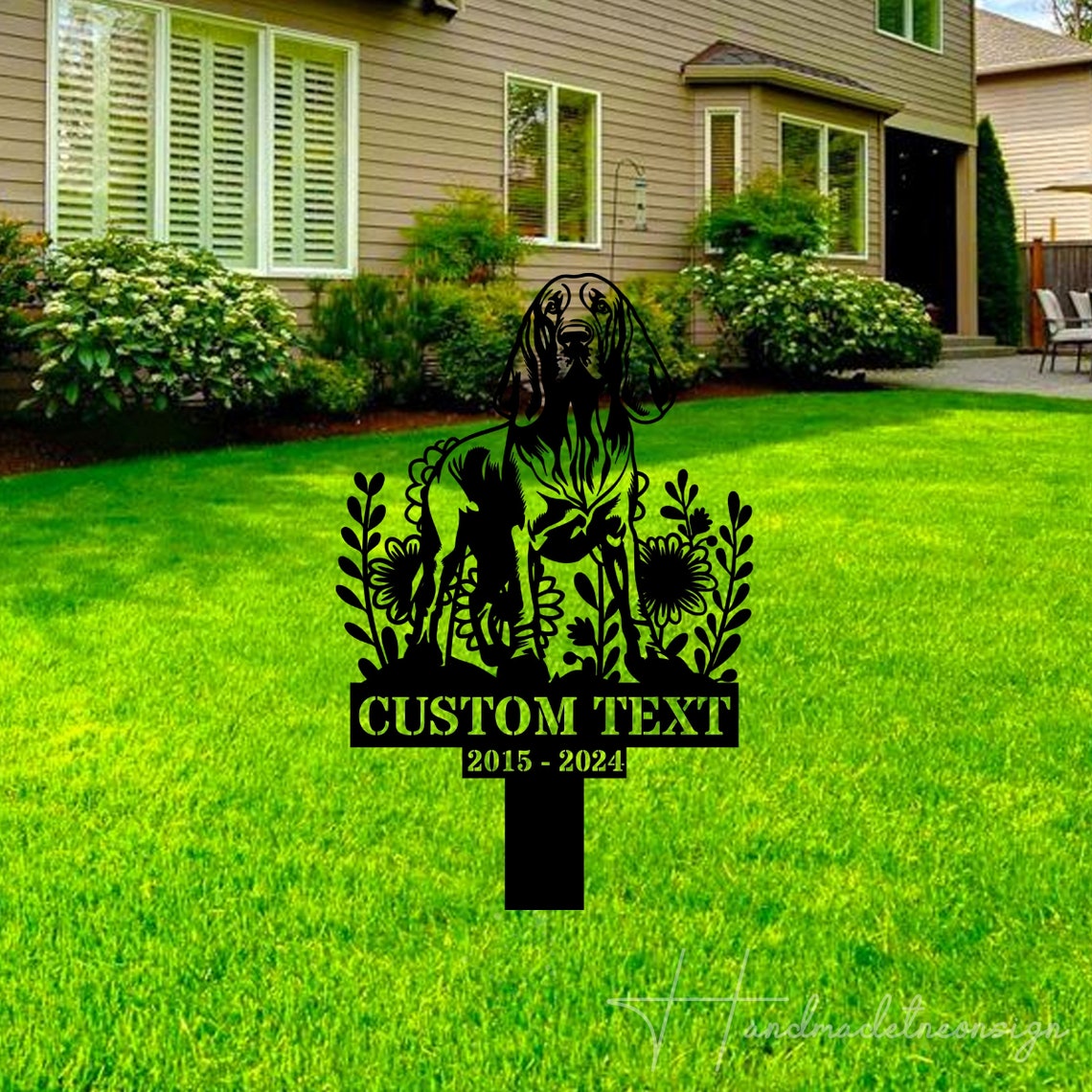 Custom Bloodhound Dog Memorial Stake, Dog Stake Metal Sign ...