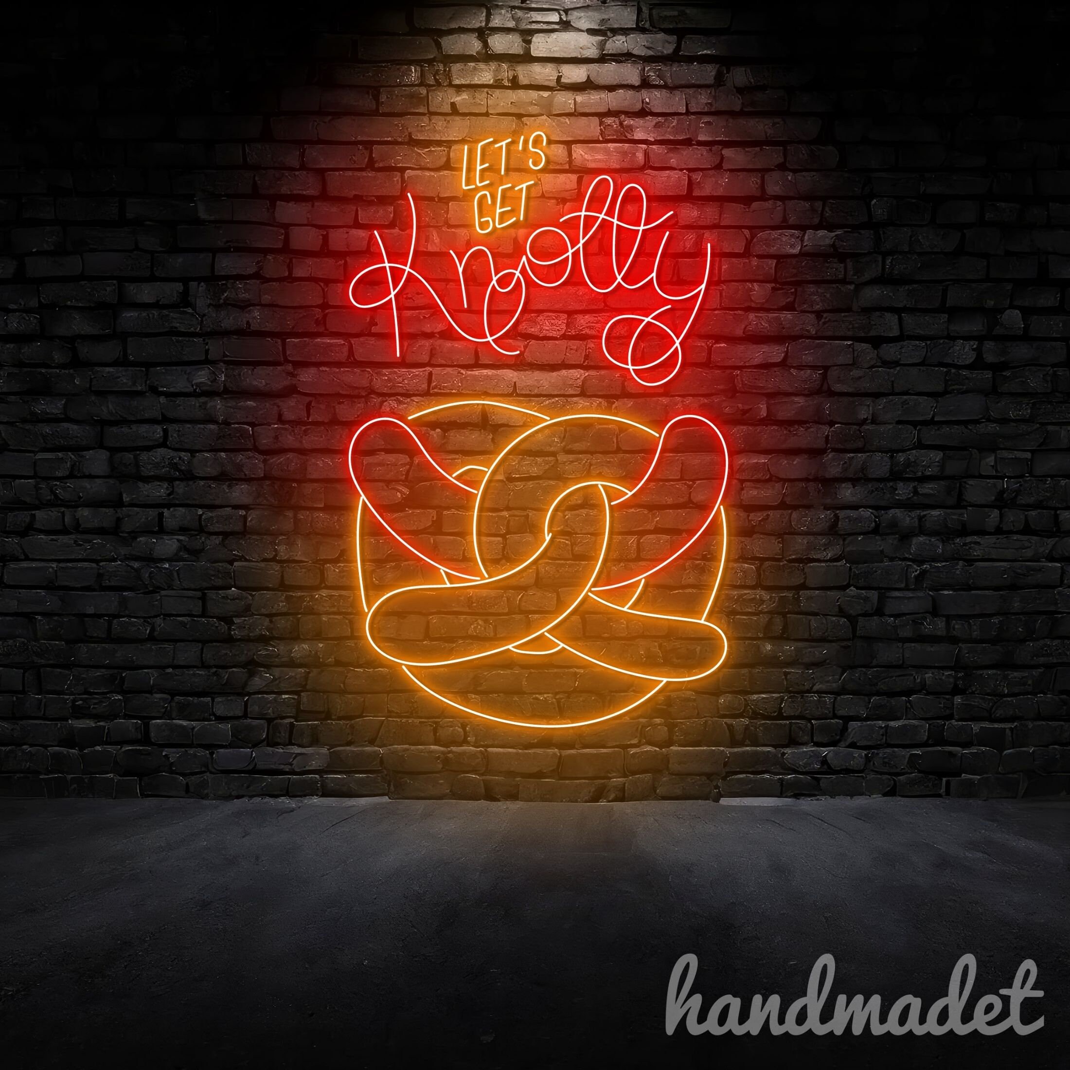 Let's Get Knotty Neon Sign, Pretzel Led Sign, Pretzel Neon Light ...