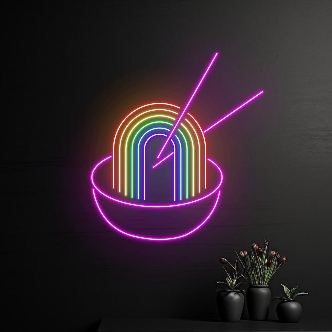 Rainbow Ramen Neon Sign, Japanese Noodles Rainbow Led Sign, Rainbow ...