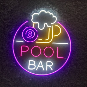 Pool Bar Neon Sign, Pool Bar Led Sign, Billiards Led Sign, Custom Neon ...