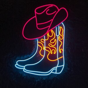 Cowboy Boots Led Sign, Cowboy Boots Led Sign, Wall Decor, Cowboys Neon ...