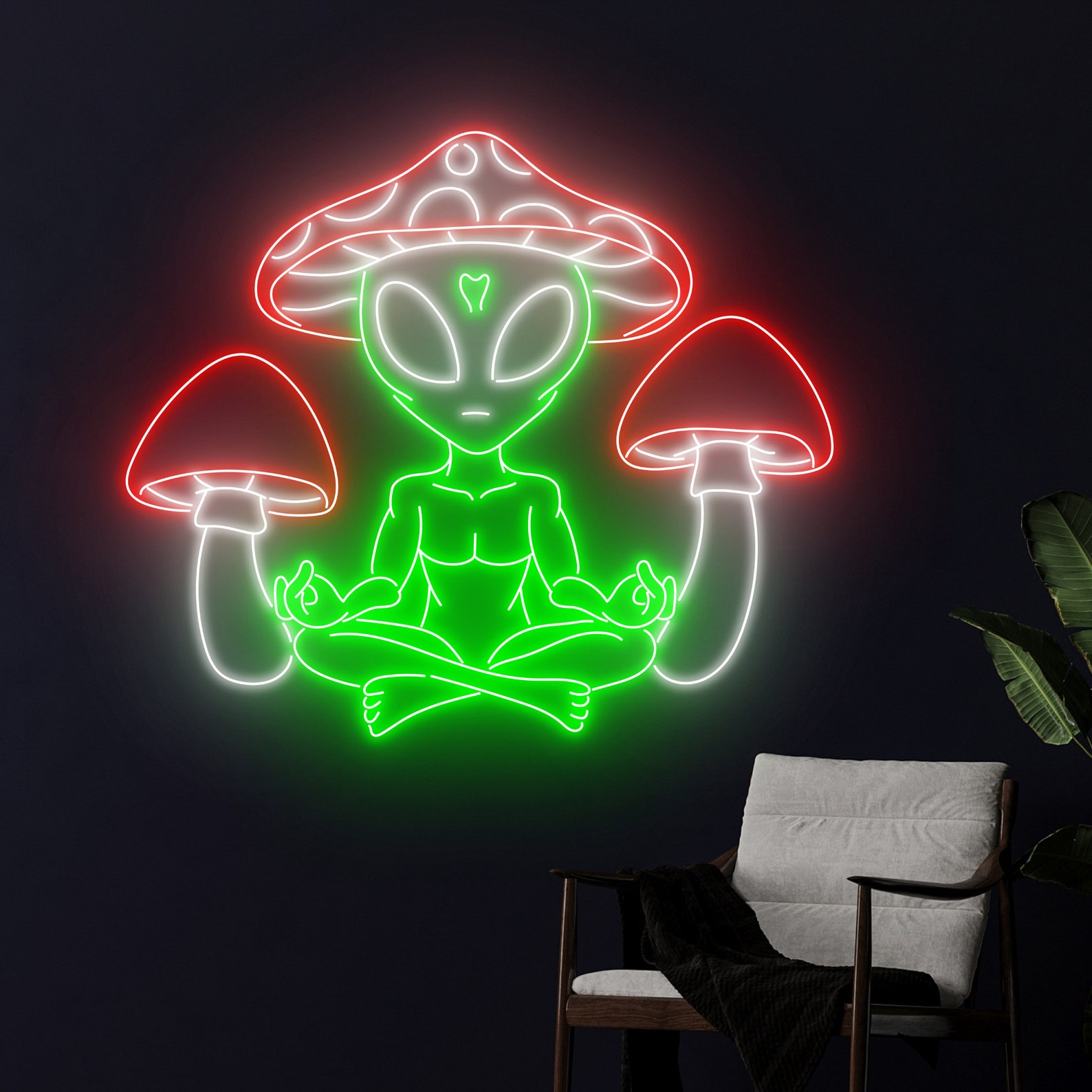 Mushroom Alien Led Sign,alien Neon Sign, Mushroom Alien Led Light ...