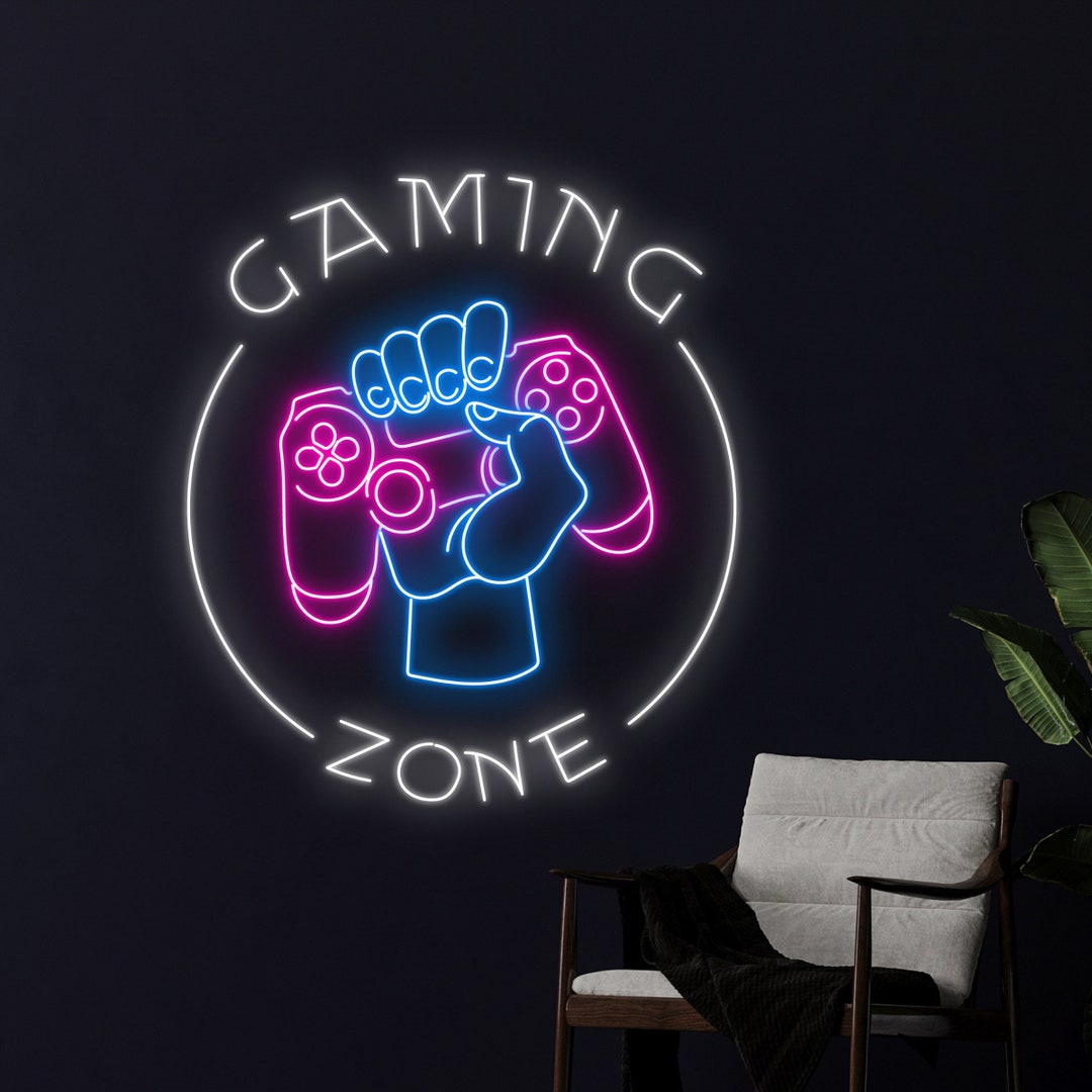 Gaming Zone Neon Sign, Game Controller Led Sign, Game Player Led Light ...