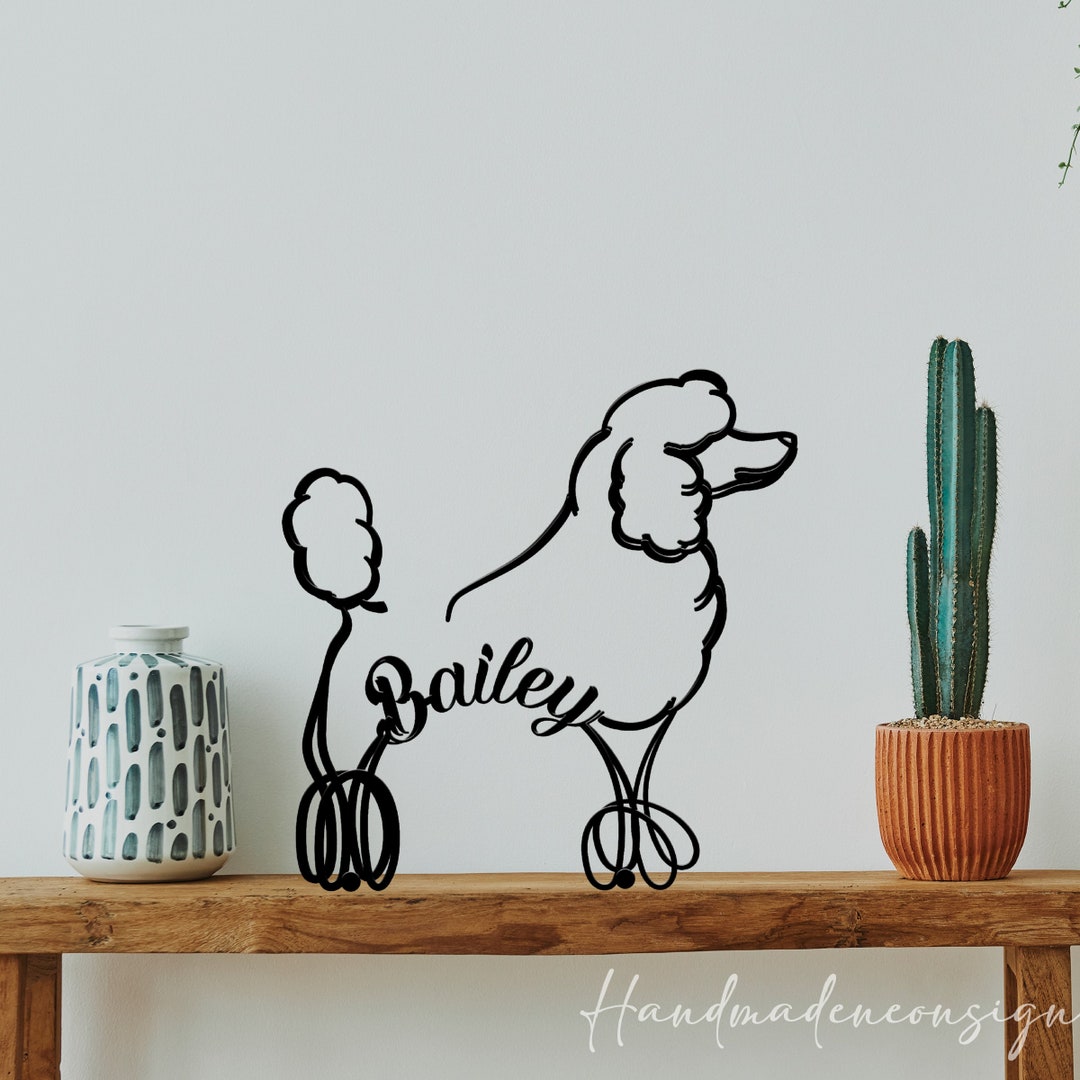 Custom Poodle Dog Metal Desk, Poodle Dog Minimalist Metal Table Sign ...